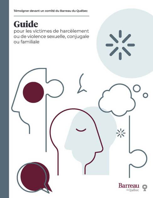 Le Barreau du Québec publie le Guide pour les victimes de harcèlement ou de violence sexuelle ...